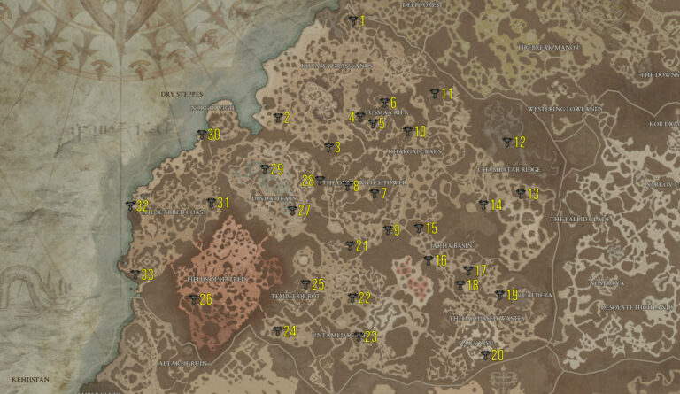 All Dry Steppes Altars of Lilith Locations - Diablo 4 Guide