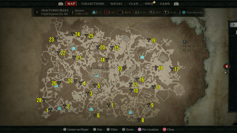 All Fractured Peaks Altars of Lilith Locations - Diablo 4