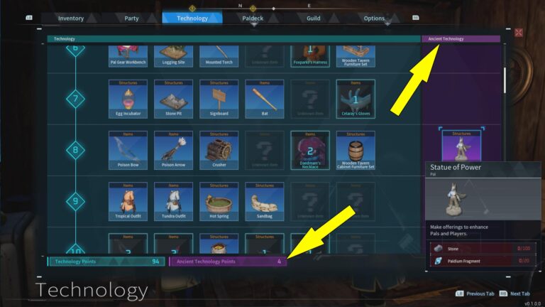Palworld Ancient Technology Points: How To Get From Bosses